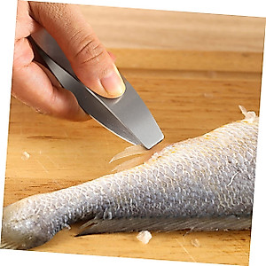 1 Set Stainless Steel Fish Scale Planer Kitchen Gear Razor Blade Scraper Tweezers Scale Scarping Peeler Fish Scale Tool Fish Descalers Fishbone Tweezer Fish Cleaning Tool Silver FELTECHELECTR
