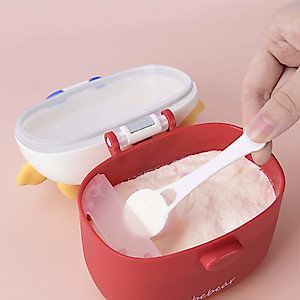 Bebamour Baby Formula Dispenser, BPA Free Portable Milk Powder and Candy Fruit Snack Storage Container with Scoop and Leveller for Travel, 450 ML, Green Cow