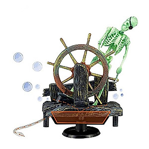 Bestgle Aquarium Decor Ornament Air-Driven Active Skeleton Pirate Captain for Fish Tank Decoration