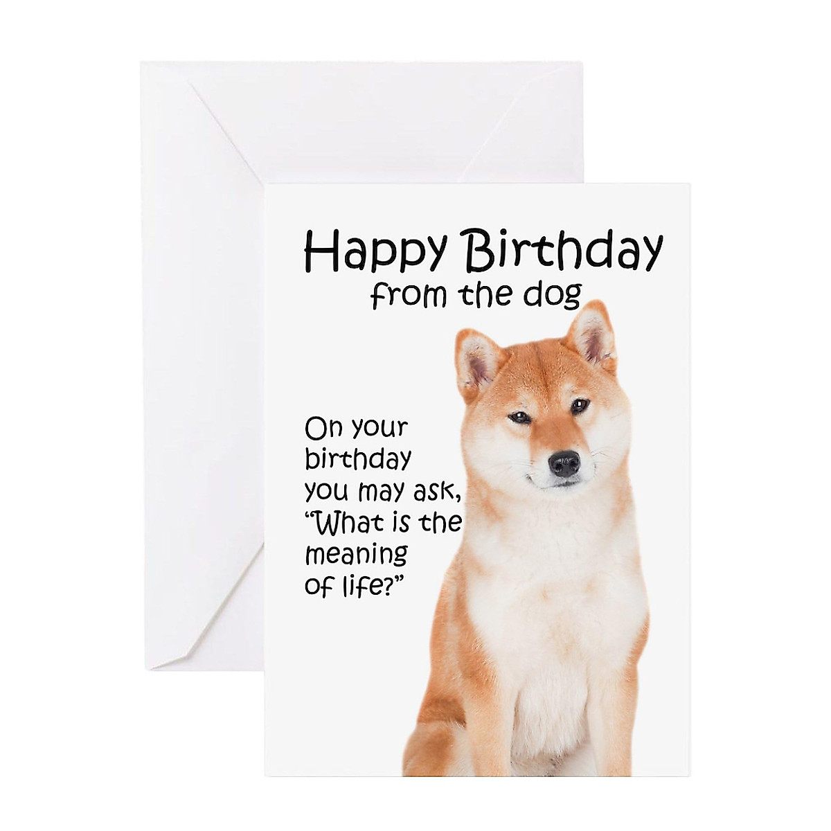 CafePress Funny Shiba Inu Birthday Greeting Cards Folded Greeting Card Matte