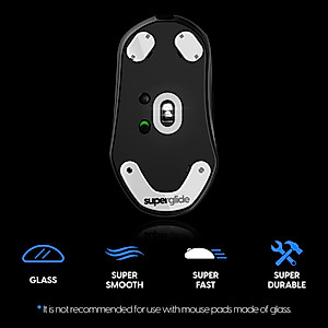 Superglide - Fastest and Smoothest Mouse Feet/Skates Made with Ultra Strong Flawless Glass Super Fast Smooth and Durable Sole for SteelSeries Prime Mini Wired/Wireless [White]