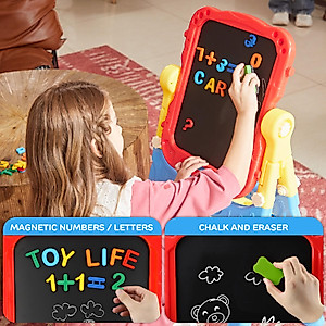 STEAM Life Easel for Kids Art Easel for Toddler Easel - 4in1 Double-Sided Large Magnetic Board Kids Chalkboard Easel Drawing White Board for Kids Magnetic Letters & Numbers Christmas Gifts for Kids
