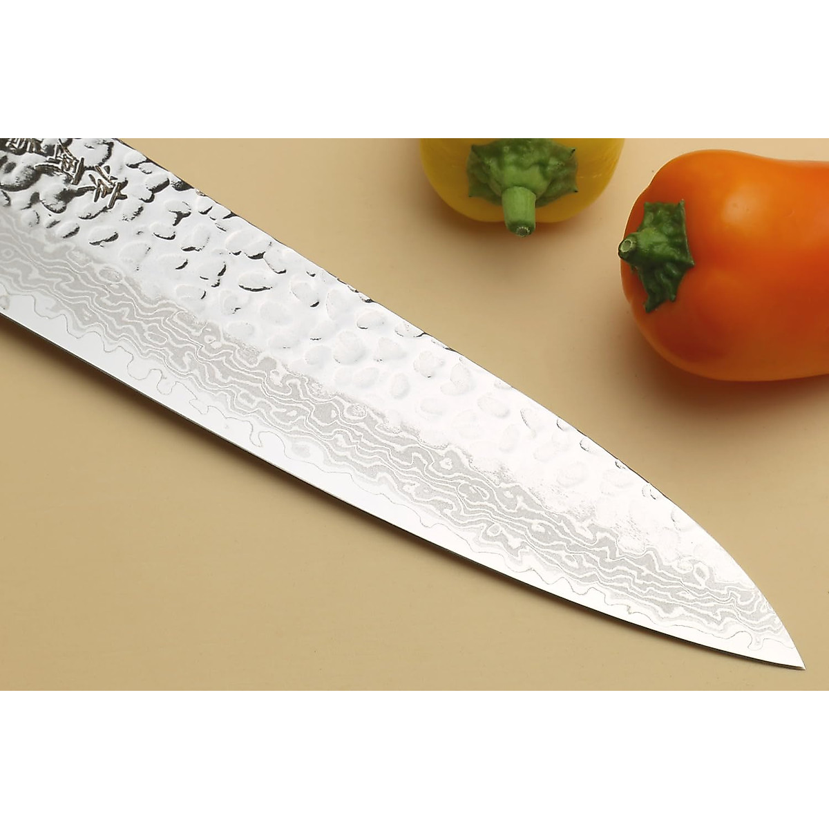 Yoshihiro VG10 46 Layers Hammered Damascus Gyuto Japanese Chefs Knife (Octagonal Shitan Rosewood Handle) (9.5" (240mm)