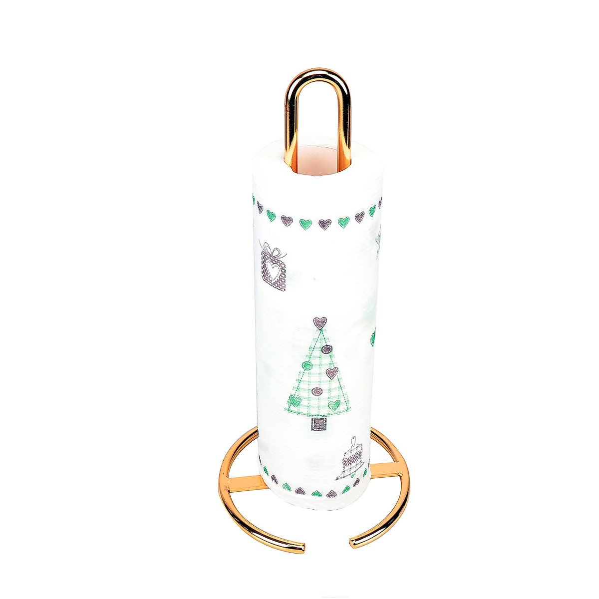 Winmien Simple Paper Towel Holder with Marble Base, Kitchen Standing Magnetic Paper Towel Roll Holder- for Bathroom Kitchen Countertop, Standard or Jumbo-Sized Roll Holder（Gold）