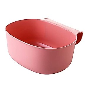 Liyes Garbage Bin Can, Door Hanging Trash, Rubbish Container, Plastic Wastebaskets Organizer, Deskside Reusable Garbage Bowls Containers for Collecting Food Scraps from Counter (Pink)