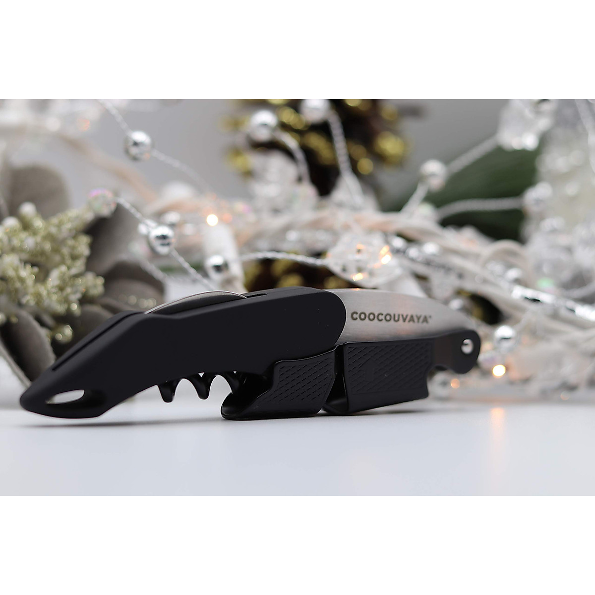 Coocouvaya Wise Products Premium Professional Corkscrew Wine Bottle Opener Black Edition for Wine Lovers, Sommeliers, Waiters and Bartenders Eco friendly pouch and packaging.(1 PACK)