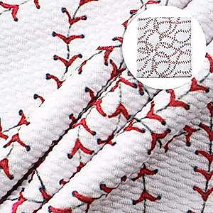 David Angie Baseball Printed Bullet Textured Liverpool Fabric 4 Way Stretch Spandex Knit Fabric by The Yard for Head Wrap Accessories (Baseball)