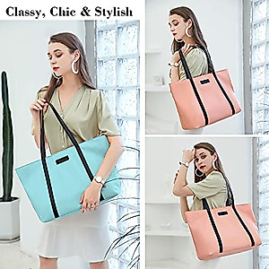 Tote Bag for Women, Teacher Work Tote Bags fit 15.6 Inch Computer Shoulder Office Satchel Bag Large Zippered Totes Travel Purse Lightweight Beach Handbag Waterproof