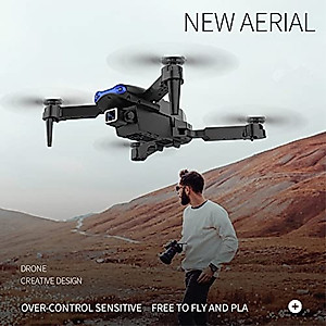 Drone with Daul 1080p HD Fpv Camera, Altitude Hold Headless Mode One Key Start Speed Adjustment, Foldable Arms Quadcopter with LED Light, 2.4ghz 𝖠𝗇𝗍𝗂-Interference Technology
