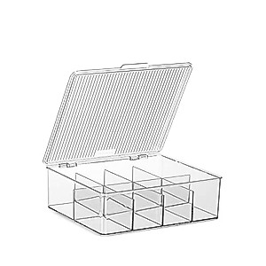 2 Pack Large Stackable Plastic Tea Bag Organizer - Storage Bin Box for Kitchen Cabinets, Countertops, Pantry - Holds Beverage Bags, Cups, Pods, Packets, Condiment Accessories Holder