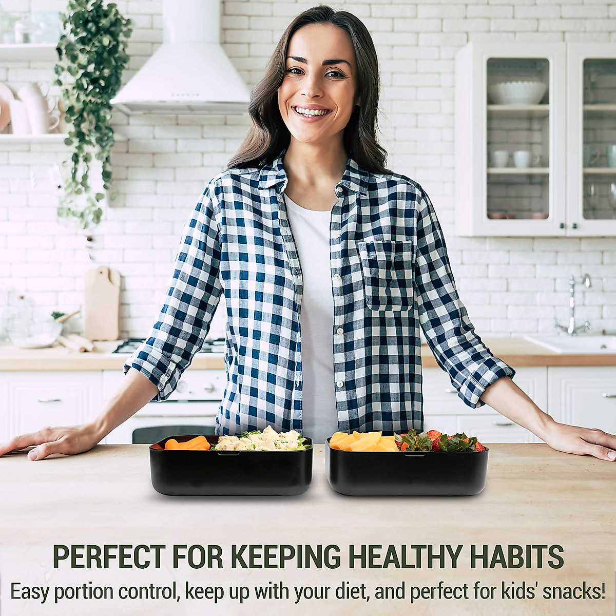 GRUB2GO Premium Bento Lunch Box (Large 68 Oz Capacity) | 2023 Exclusive, 70% Bigger | Includes Bamboo Chopping Board Lid, Carry Bag, 2 Dividers, Utensils, Sauce Container