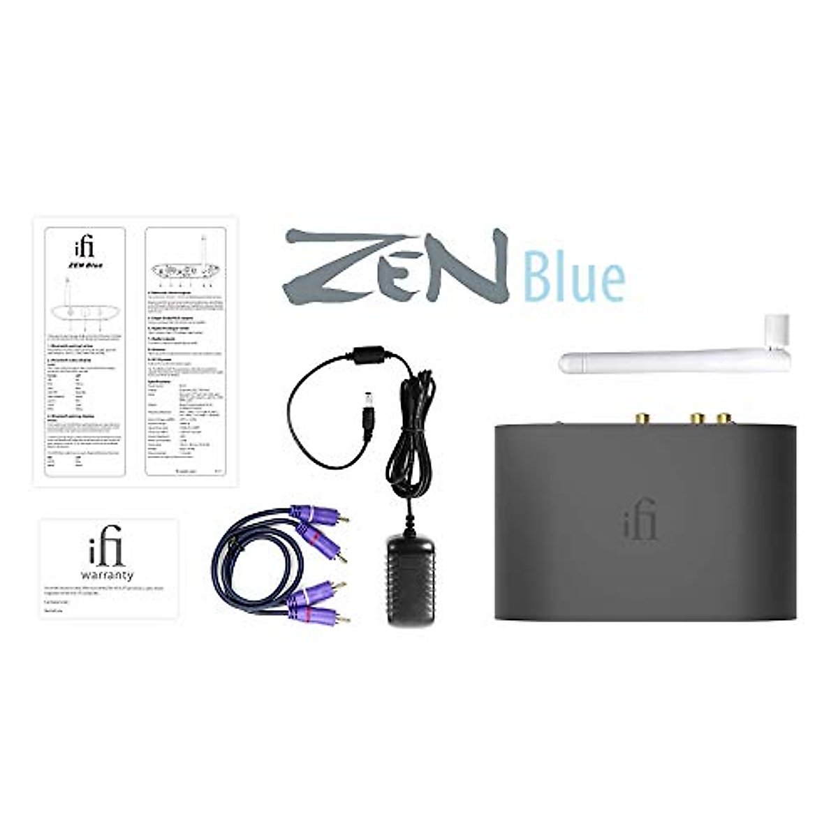 iFi Zen Blue HiFi Bluetooth Receiver Desktop DAC/Adapter - Wireless Input/Outputs - Optical/Coaxial/SPDIF/RCA / 4.4 Balanced - Audio System Upgrade (Unit Only)