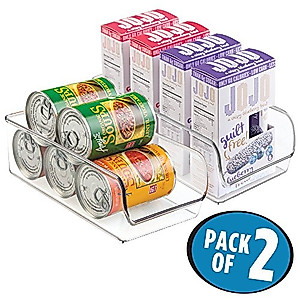 iDesign Linus Plastic Fridge and Freezer Storage Organizer Bin, Clear Container for Food, Drinks, Produce Organization, BPA-Free , 11" x 5.5" x 3.5", Set of 2, Clear