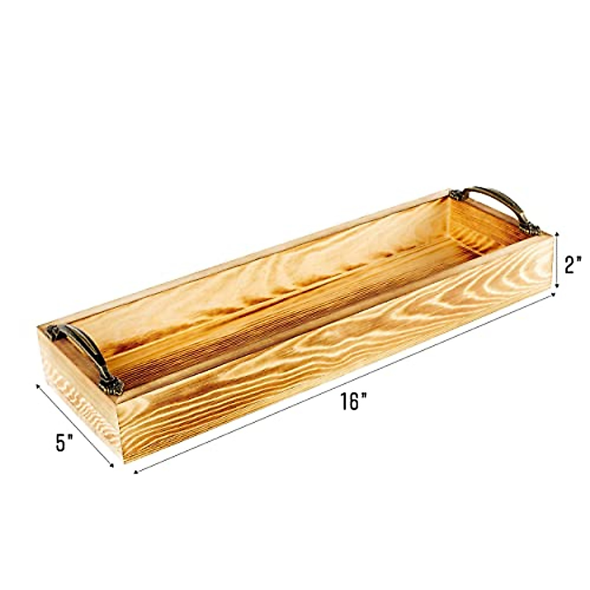Strova Rectangular Wood Serving Tray with Handles – 16 Inch Long Narrow Tray for Serving Wine, Appetizers, Coffee, Condiments, Fruits, and More