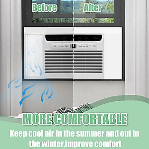 Memrita Window AC Side Panels for Indoor Air Conditioner Unit,Window Air Conditioner Surround Insulation Foam Panel Kit with Foam Seal Strip,Window AC Foam Panels for Summer and Winter