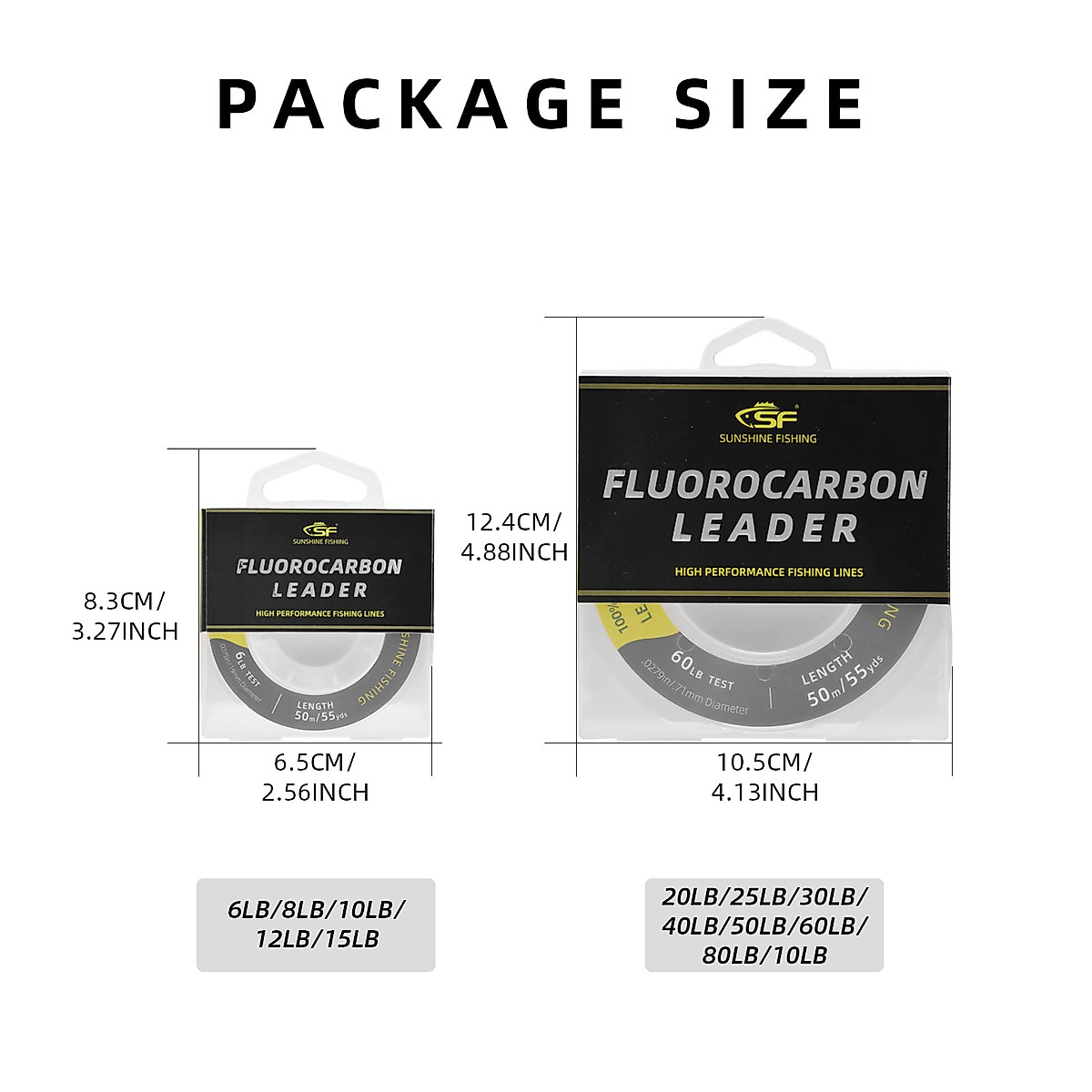 SF 100% Pure Fluorocarbon leader material Fishing Line Virtually Invisible Shock Resistant Increased Sensitivity Sink Fast Clear for Saltwater Freshwater 50yd 15LB