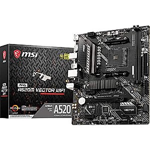 MSI MAG A520M Vector WiFi Gaming Motherboard (AMD AM4, DDR4, PCIe 3.0, SATA 6Gb/s, 1* M.2, USB 3.2 Gen 1, HDMI/DP, WiFi 5, Micro-ATX)