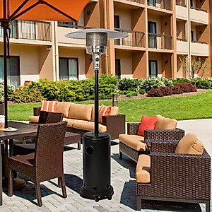 Vilobos Outdoor Patio Heater Propane Standing Gas LP Heater with Wheels 87 Inches Tall for Commercial & Residential Courtyard Outside(Black)