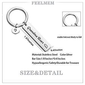 FEELMEM Grandma Bear Keychain Grandma to Be Keychain New Grandmother Birthday Gift Jewelry Gift for Nana (silver)