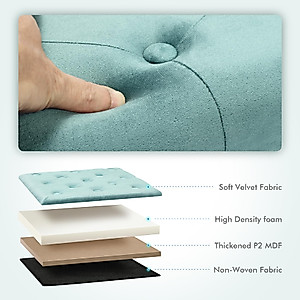 B FSOBEIIALEO Folding Storage Ottoman, Long Ottomans Shoes Bench, Velvet Storage Chest Footrest Seat 31.5"x15.7"x15.7" (Teal, Large)