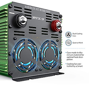 EDECOA 2000W Power Inverter 12V DC to 110V 120V AC 2000 Watts with Remote Control LCD Display USB 3 Outlets for Cars, Trucks, RVs, Rural Cabins