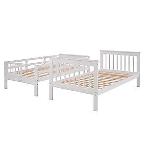 Twin Over Twin Bunk Bed with Stairs and 3 Storage Drawers, Solid Wood Bunk Bed Frame with Storage for Kids, Teens, Adults, Bedroom, Dorm. No Box Spring Needed (White)