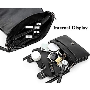 RainboSee Women Punk Skull Shoulder Top-Handle Bag Rivet Purse Handbag Chain Satchel Tote Black