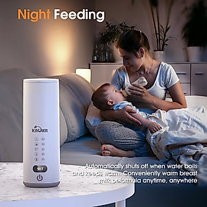 KNOIER Baby Bottle Warmer, 120V Portable Bottle Warmer for Travel, Electric Baby Formula Water Kettle, 5 Accurate Temperatures Contro, with Instant Breastmilk Function, for Journey On The Go