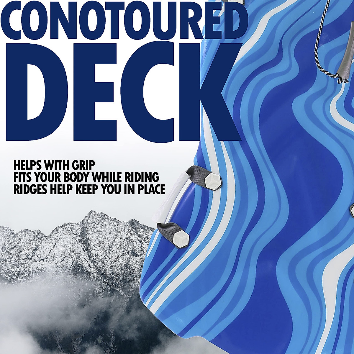 RYDR 46 Inch Molded Snow Sled (Royal Blue) - Two Riders Kids Winter Foam Sled Downhill Toboggan Sleds Plastic Sledding Board Xtreme Heavy Duty Racer Sleigh for Children, 45