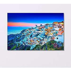 Fira Town on Santorini Island Greece Canvas Print 1 Panel / 36x24 inches