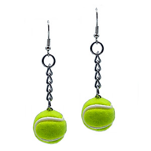 Tennis Earrings - Girls Tennis Earrings - Tennis Lovers Gifts - Gifts for Tennis Players Female - Tennis Earrings for Men & Women - Tennis Gifts for Women - Tennis Racket Jewelry (Optic Yellow)