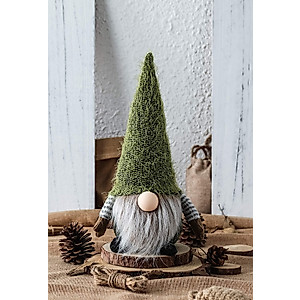 Funoasis Christmas Gnome Gifts Holiday Decoration Birthday Present Handmade Tomte Plush Doll, Home Ornaments Tabletop Santa Figurines 14 Inches (Green)