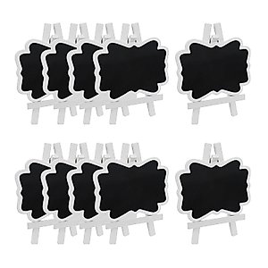 Quluxe Mini Chalkboard Signs, 10 Pcs Wooden White Framed Chalkboard Labels with Easel Stand, Blackboard for Food Cards, Table Numbers, Brunch Decor, Catering and Buffet Supplies