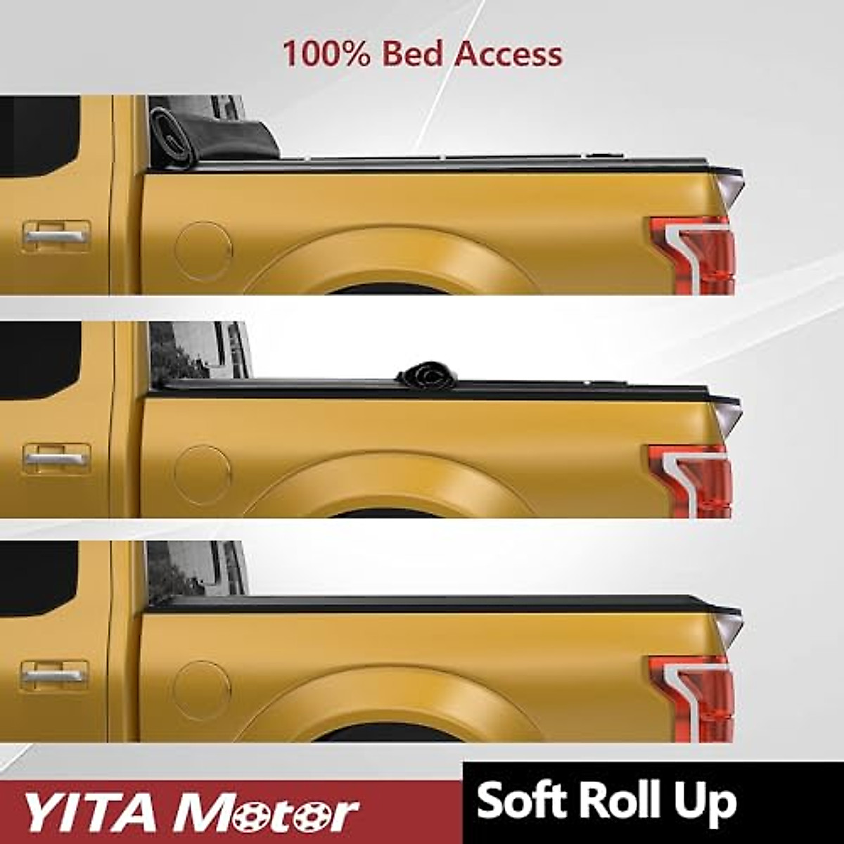 YITAMOTOR Soft Roll Up Truck Bed Tonneau Cover Compatible with 2015-2024 Ford F-150 5.5 ft Bed