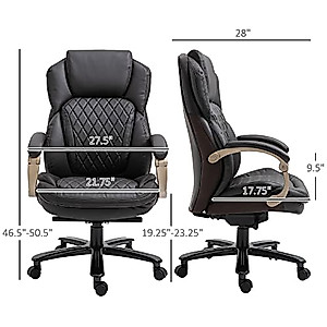 Vinsetto Big and Tall Executive Office Chair with Wide Seat, Computer Desk Chair with High Back Diamond Stitching, Adjustable Height & Swivel Wheels, Brown