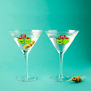 BigMouth Inc. Olive Martini Set – Set of 2 – Each Glass Holds 8 oz, First Glass Reads “Olive You”, Second Glass Reads “Olive Me Too” - Makes a Great Gift, Made of Glass, Clear, BMCG-0005