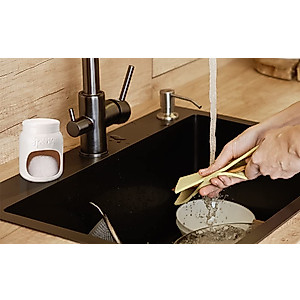 Sweese 816.101 Porcelain Mason jar Sponge Holder for Kitchen Sink, Modern Farmhouse Kitchen Accessories, Sink Caddy Gift for Family, Friends, and Collectors, White