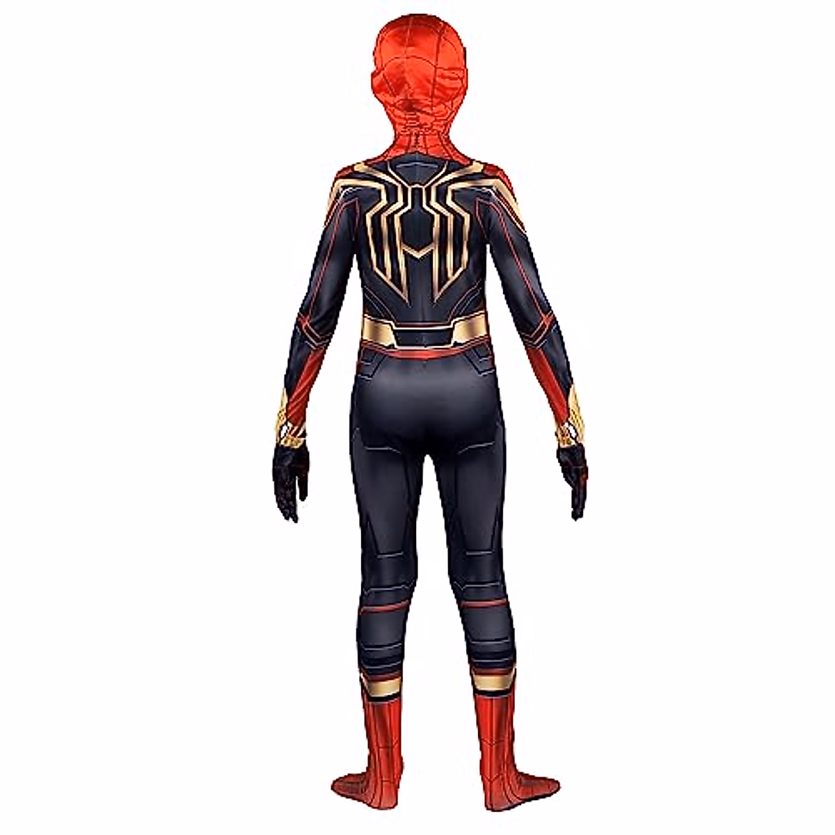 Marvel Integrated Spider-Man Official Youth Deluxe Zentai Costume - Stretch Spandex with Hidden Zippers and Wrist Slits (S) Multi