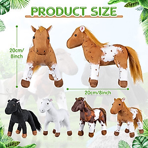 4 Pcs Stuffed Horse Toy 8 Inch Horse Plush Stuffed Horse Animals Cute Plush Horse Assorted White Stuffed Horse Toy Brown Plush Animals Gifts Party Favors Supplies Decoration