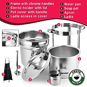 11 Qt Soup Chafer Station With Water Pan Contemporary Marmite, Includes Fuel Holder