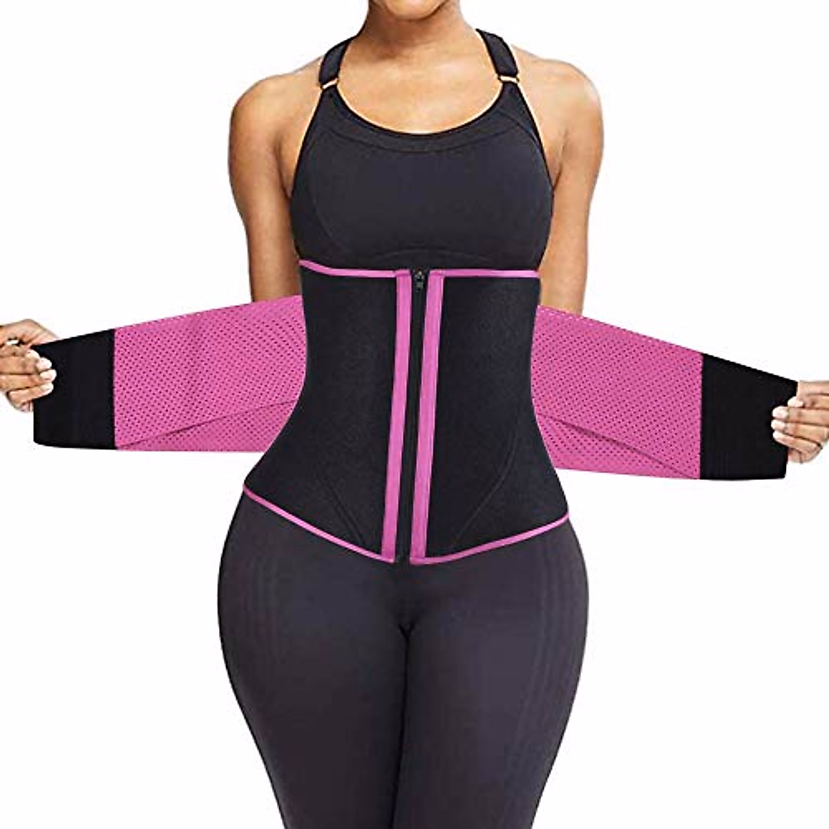 coastal rose Women Waist Trainer Cincher Belt Underbust Latex Corset Tummy Control Sweat Girdle Workout Slim Belly Band Rose Red XXL