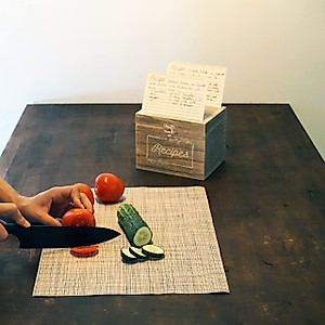 Dekali Designs Rustic Recipe Box and Cards and Dividers (4x6 Inches) - Comes with 50 Recipe Cards and 12 Beautiful Dividers - Wood Recipe Holder With Dual Slots