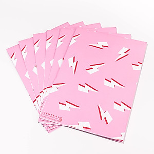 CENTRAL 23 - Fun Wrapping Paper for Girls - 6 Sheets of Giftwrap - For Men Women - Lightning Bolts - Pink White Red - Recyclable