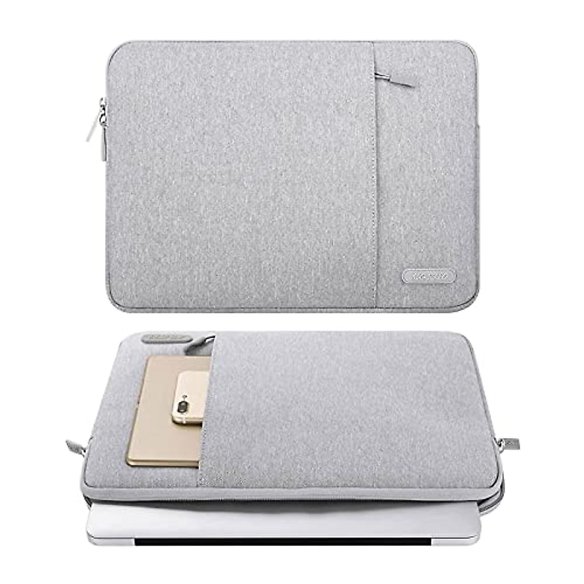 MOSISO Laptop Sleeve Bag Compatible with MacBook Air/Pro, 13-13.3 inch Notebook, Compatible with MacBook Pro 14 inch 2023-2021 A2779 M2 A2442 M1, Polyester Vertical Case with Pocket, Gray