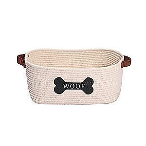 Morezi Cotton Rope Dog Toy Basket with Handle, Large Dog bin, Puppy Kitty Bed, Dog Toy Basket - Perfect for Carry pet Toys, Blankets, leashes, chew Toys, Diapers - Beige