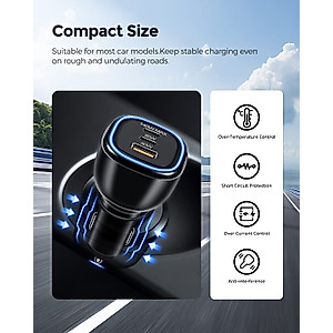 OTAO 165W USB C Car Charger,3 Ports Fast Charge Adapter PD3.1 140W PPS 45W+PD 35W PPS 25W+USB 30W Type-C Car Phone Charger for iPhone15 14 13 12 Pro Max Plus,Samsung,iPad MacBook Pro Air Laptop