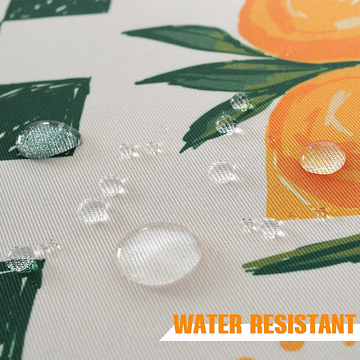 Honellaty Round Outdoor Tablecloth with Umbrella Hole and Zipper, Spill Proof Wrinkle Free Table Cloth, Washable Polyester Patio Table Cover for Picnic BBQS(Lemon,60 x 60 Inch)