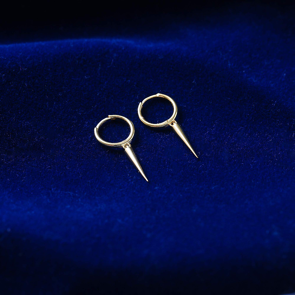 Milacolato 925 Sterling Silver Minimalist Spike Dangle Hoop Earrings for Women 18K Yellow Gold Plated Drop Charms Hoops Punk Earrings