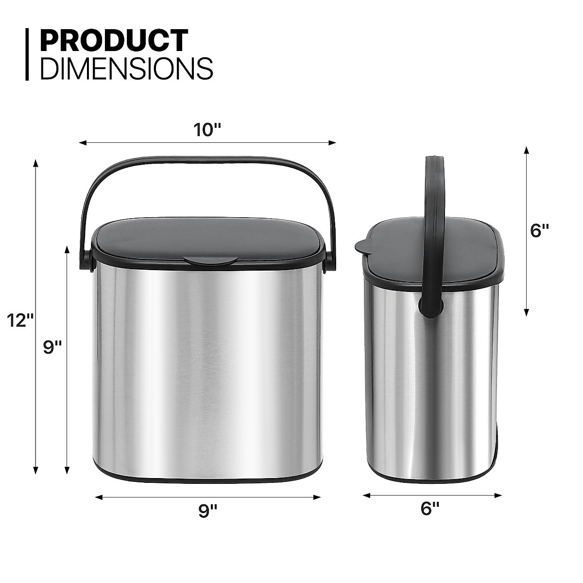 MoNiBloom 1.3-Gallon Small Hanging Trash Can for Kitchen Bathroom Bedroom Living Room Home Office Dorm Fingerprint-Proof Garbage Bin Removable Lid Brushed Stainless Steel 5-Liter