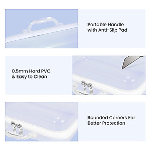 Zippered Hard Pouch, Clear Hard Shell Zipper Case, Clear Plastic Pouches Travel Bags for Kids, Storage for Building Blocks, Puzzles, Cosmetics, Small Items, Stationery Accessories, 4Pack